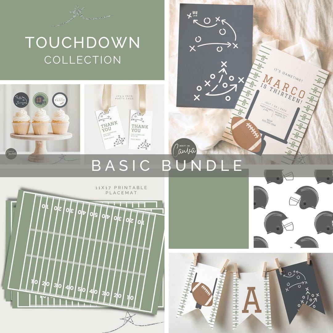 Editable Football Invitation Bundle Football Party Digital Bundle ...