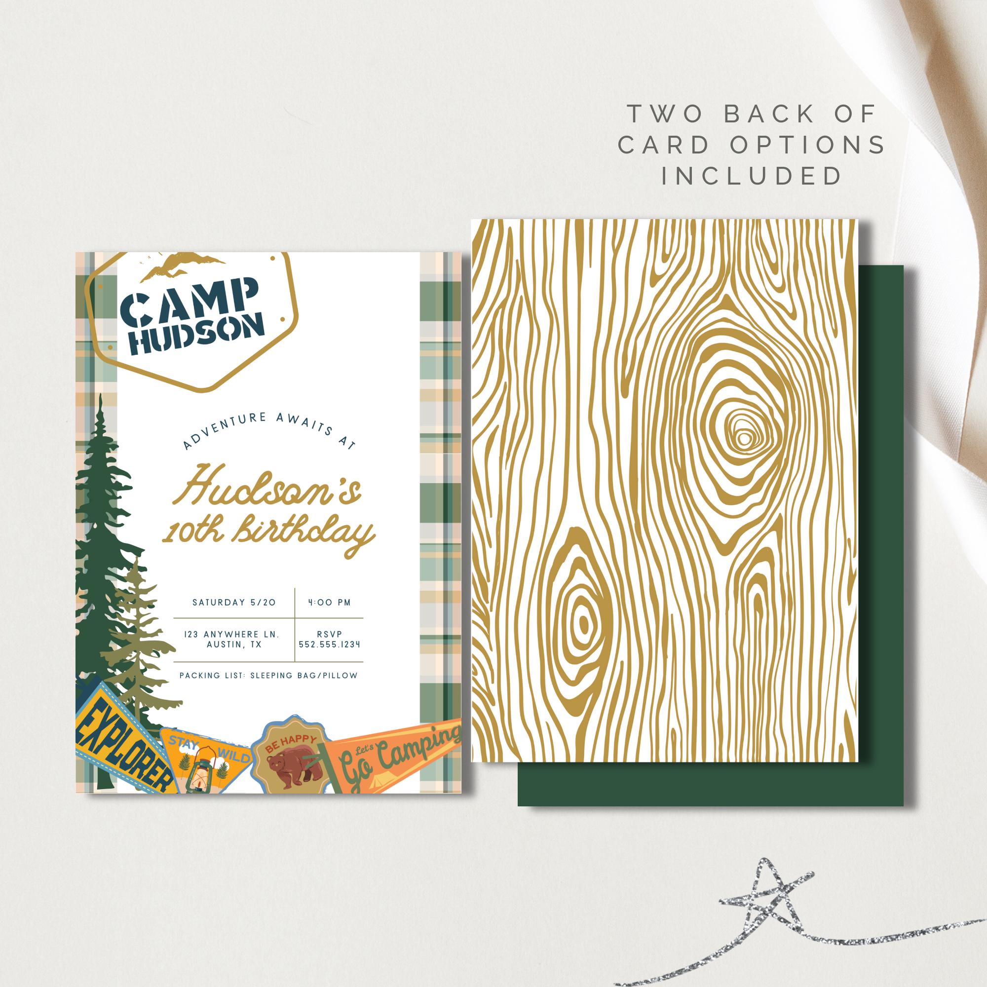 Editable Camp Birthday Invitation Camp Party Digital Invitation Summer ...