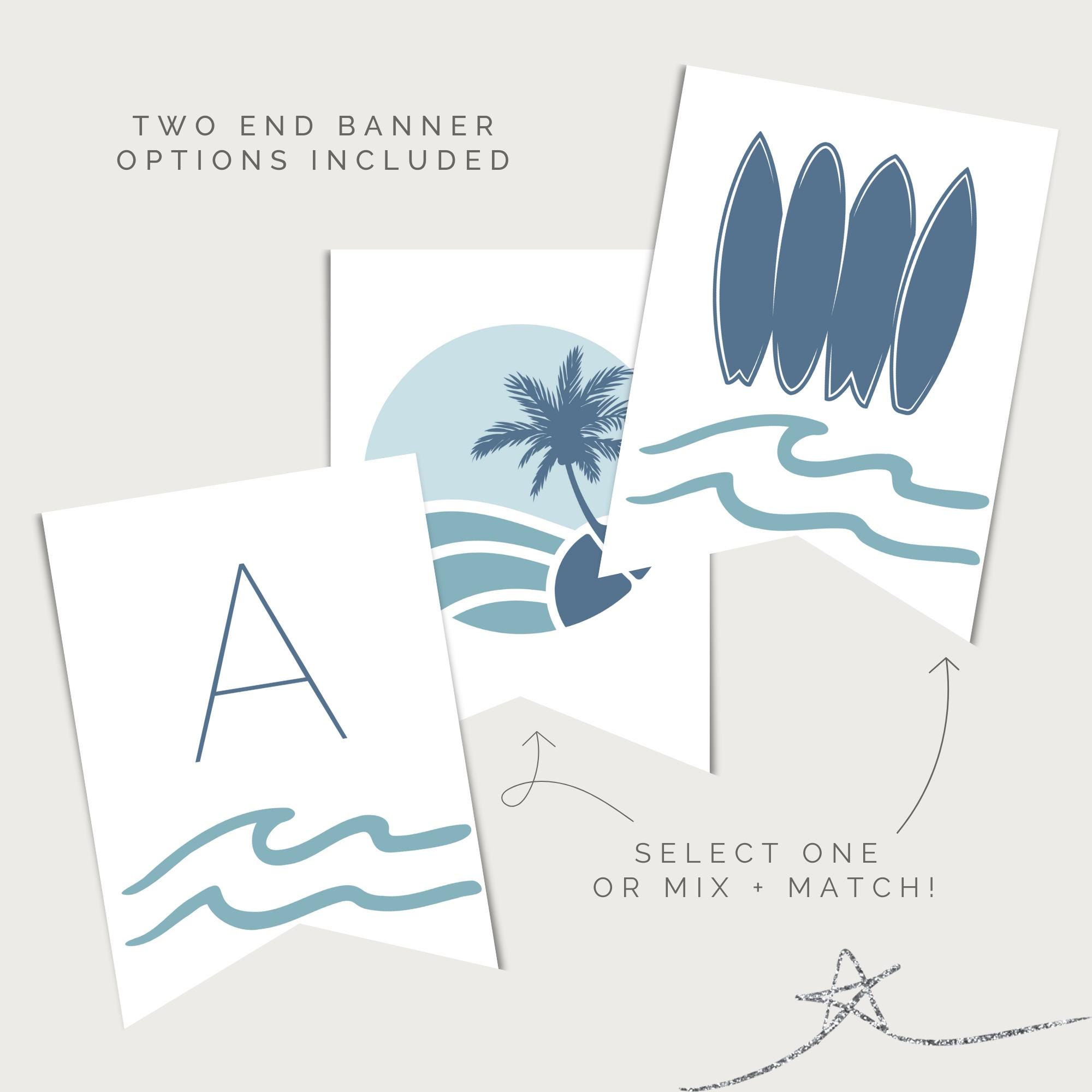 Editable Surf Banner Surf Party Digital Pendant Banner Surfs up Party ...