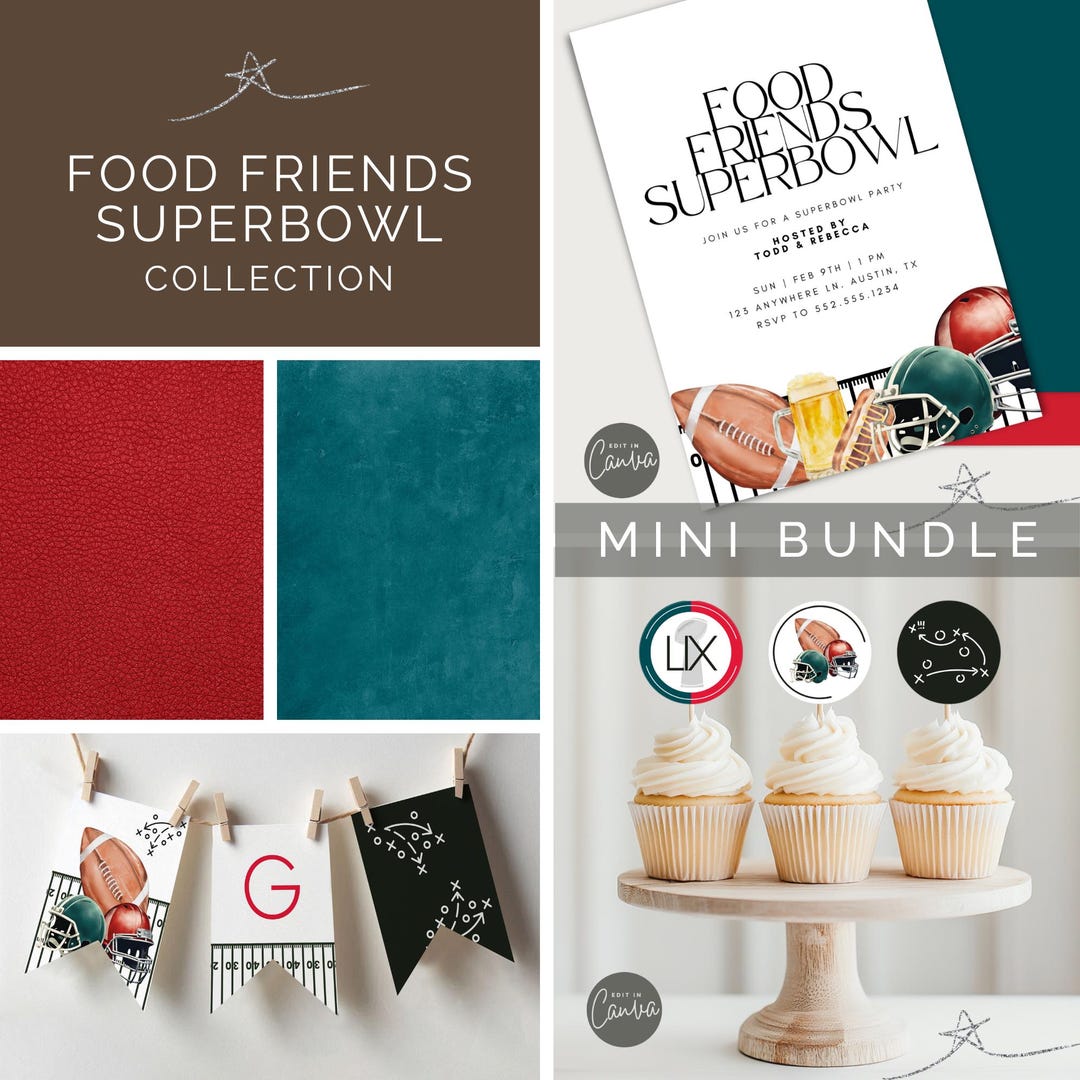 Editable Super Bowl Invitation Bundle 2025 Superbowl Party Digital ...