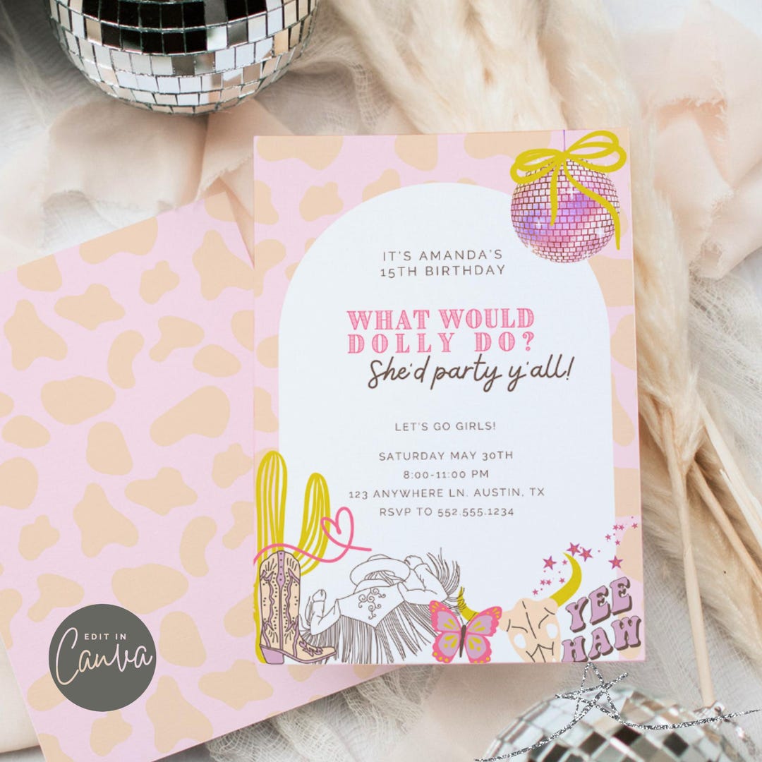 Editable Dolly Parton Birthday Invitation Dolly Parton Party Digital ...