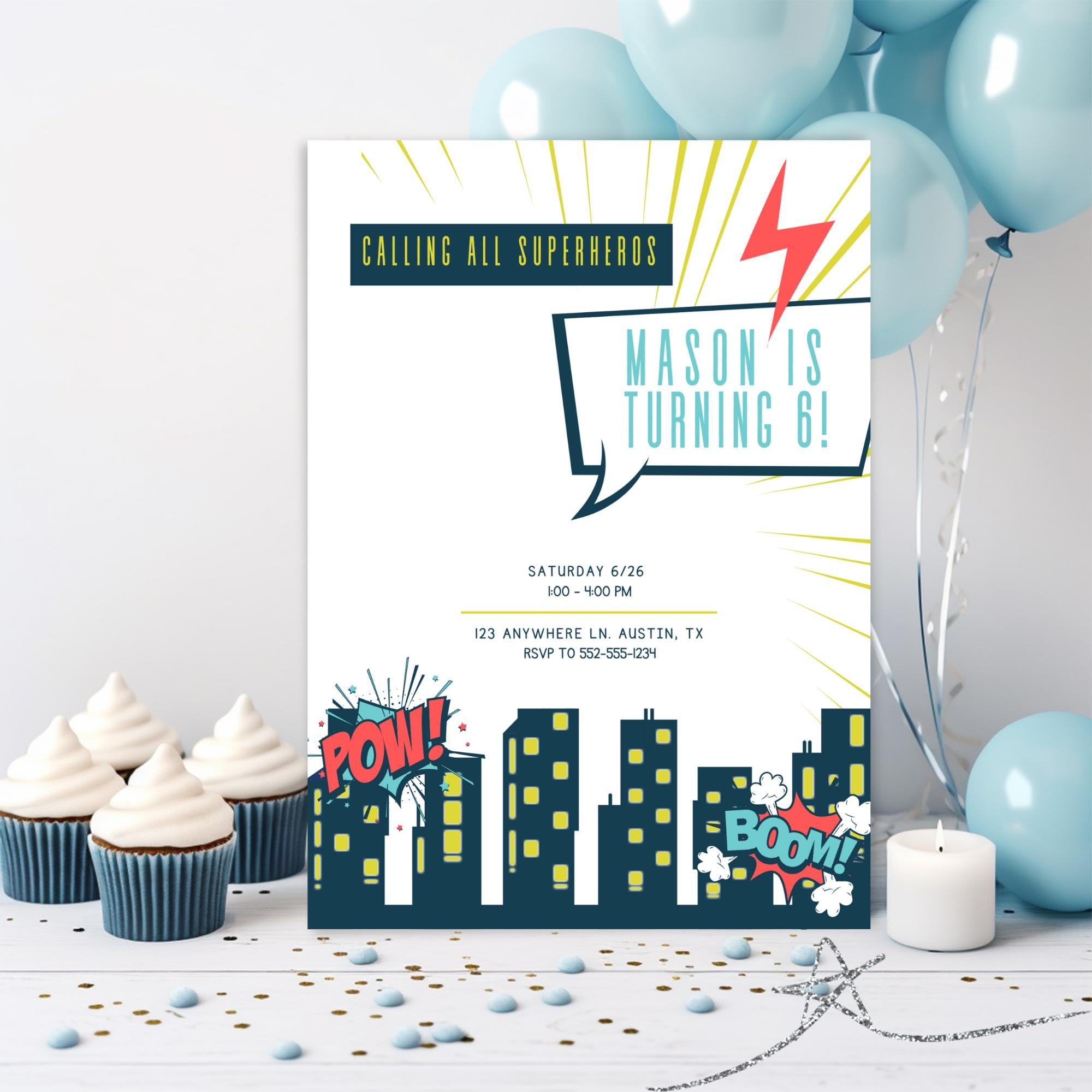 Editable Super Hero Birthday Invitation Super Hero Party Digital ...