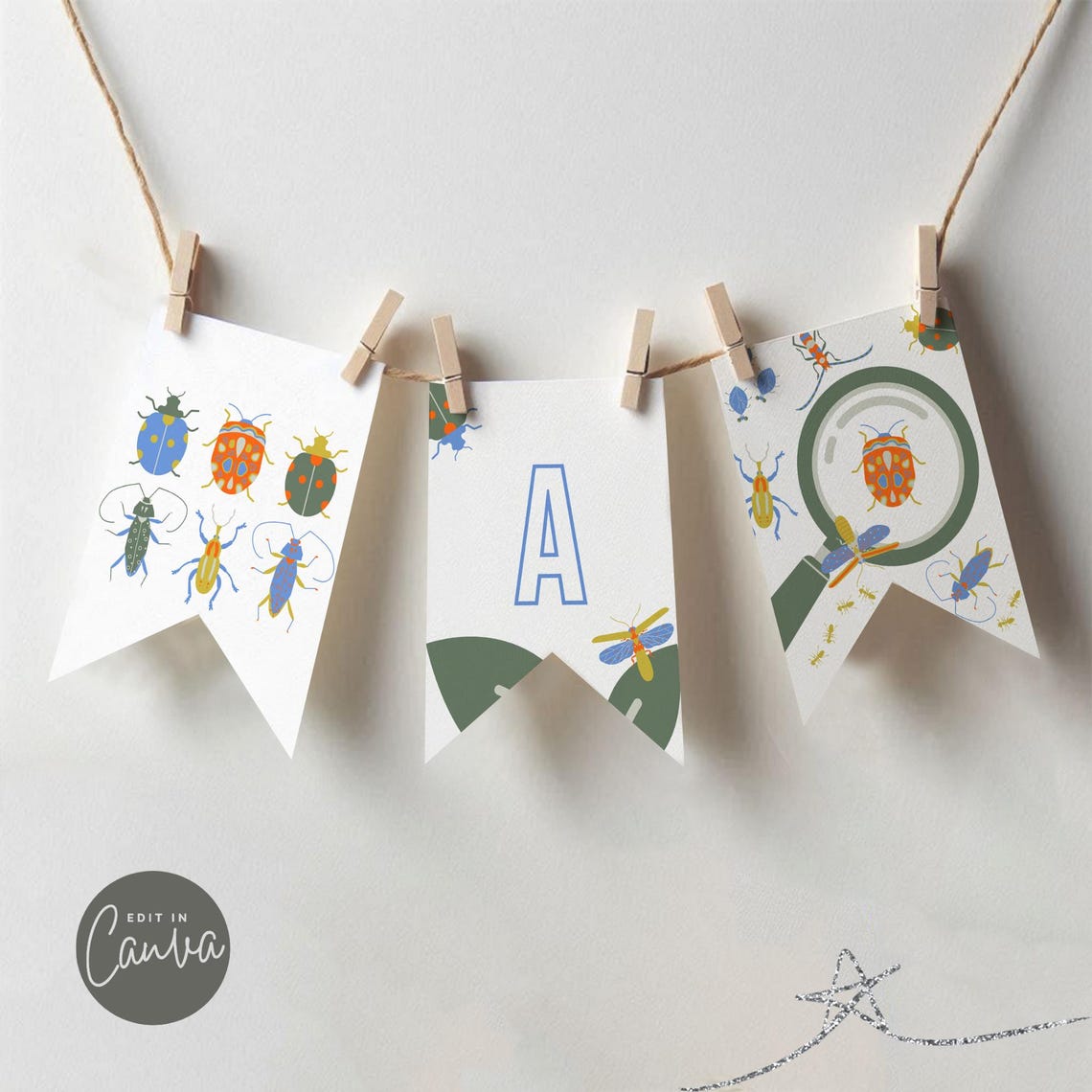 Editable Bug Banner Bug Party Digital Banner Insect Party Printable ...