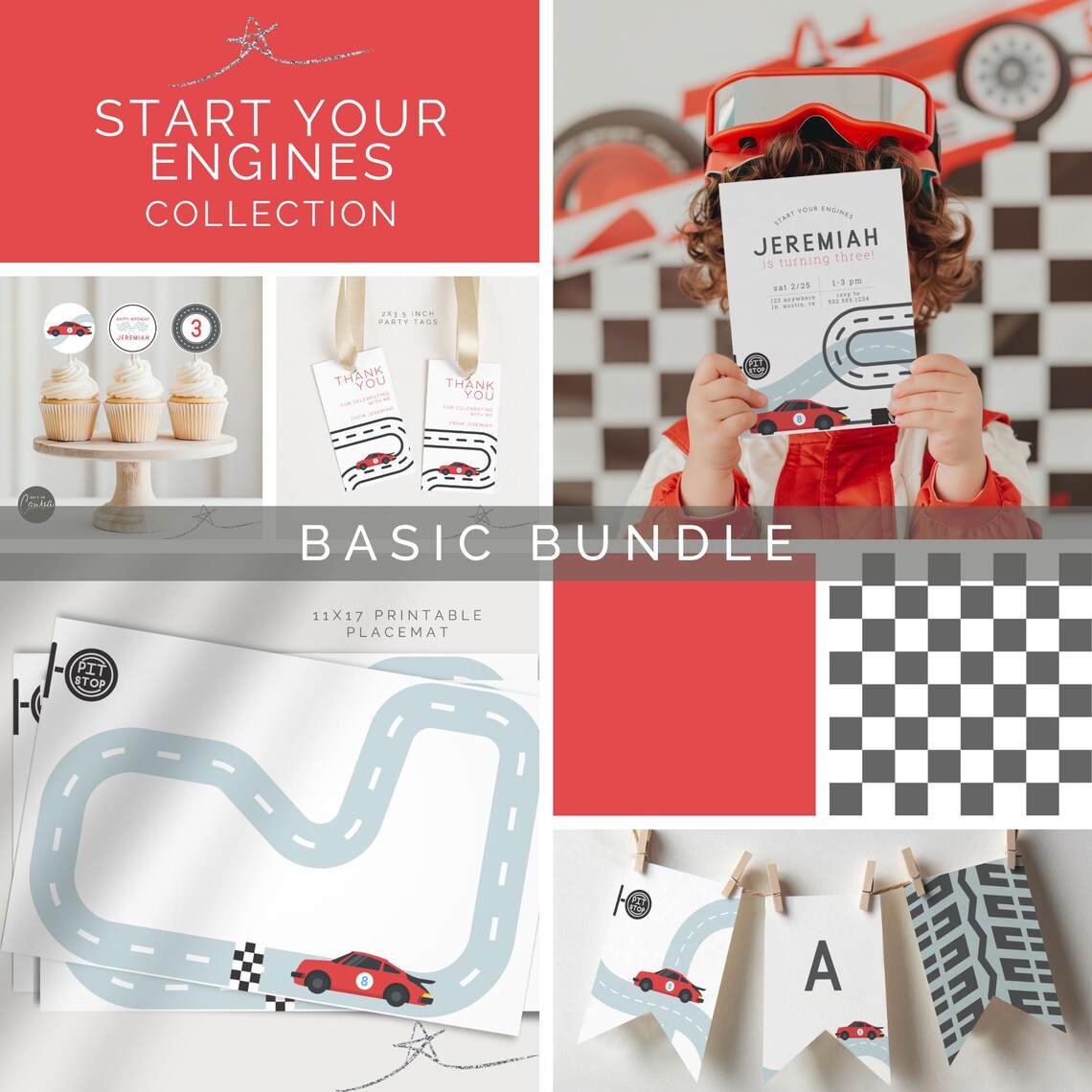 Race Car Placemat Race Car Party Digital Placemat Racing Placemat ...