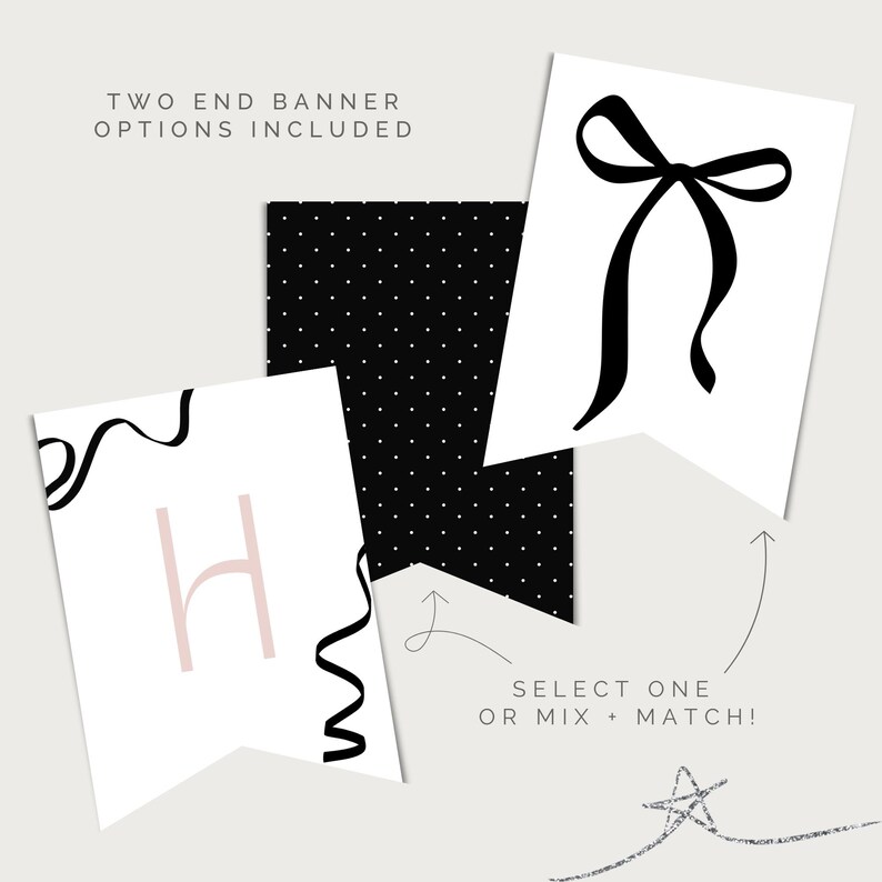 Editable Bow Pendant Banner Bow Party Digital Banner Coquette Printable ...