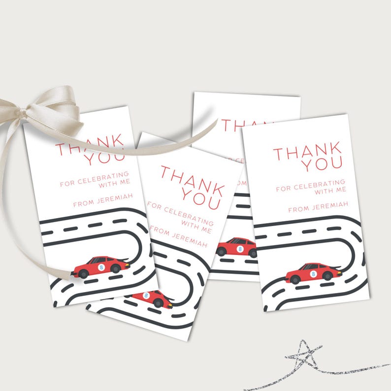 Editable Race Car Favor Tag Race Car Party Digital Favor Thank You Tag ...