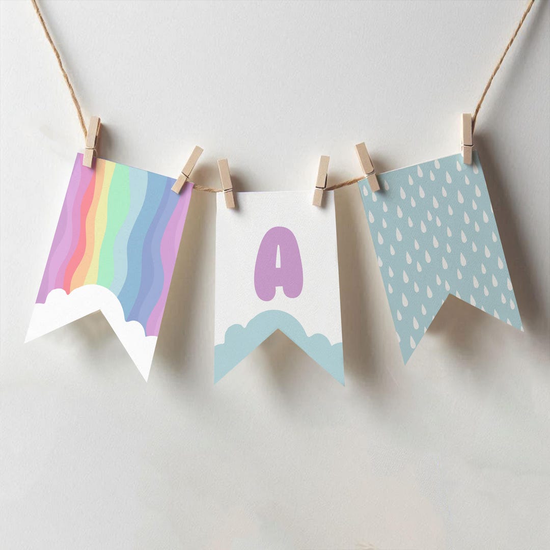 Editable Rainbow Banner Rainbow Party Digital Banner Rainbow Party ...