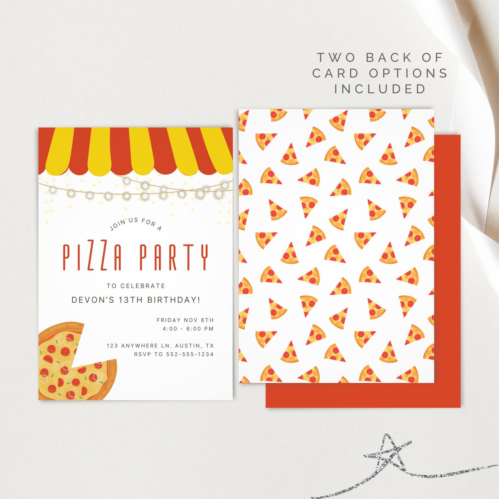 Editable Pizza Birthday Invitation Pizza Party Digital Invitation ...