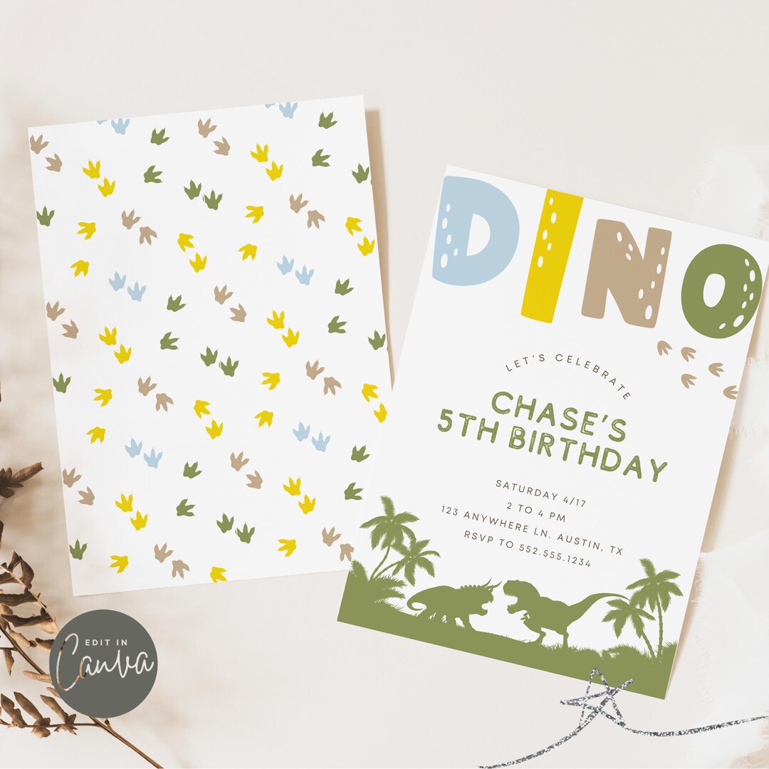 Editable Dinosaur Invitation Dinosaur Party Digital Invitation Trex ...