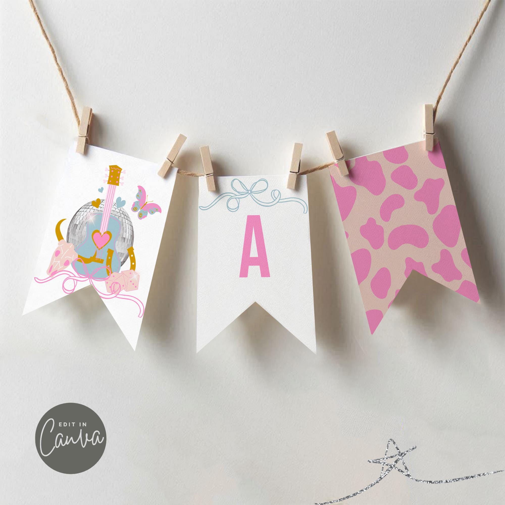Editable Dolly Favor Tag Disco Cowgirl Party Digital Thank You Tag ...