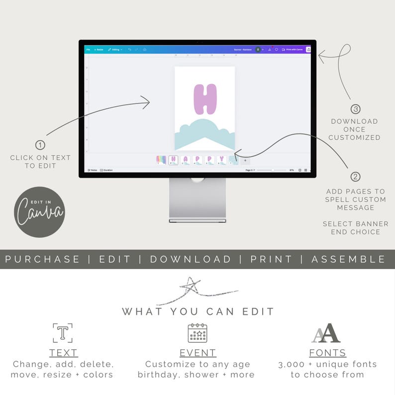 Editable Rainbow Banner Rainbow Party Digital Banner Rainbow Party ...