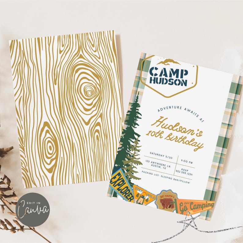 Editable Camp Banner Camp Party Digital Banner Camp Out Printable Party ...