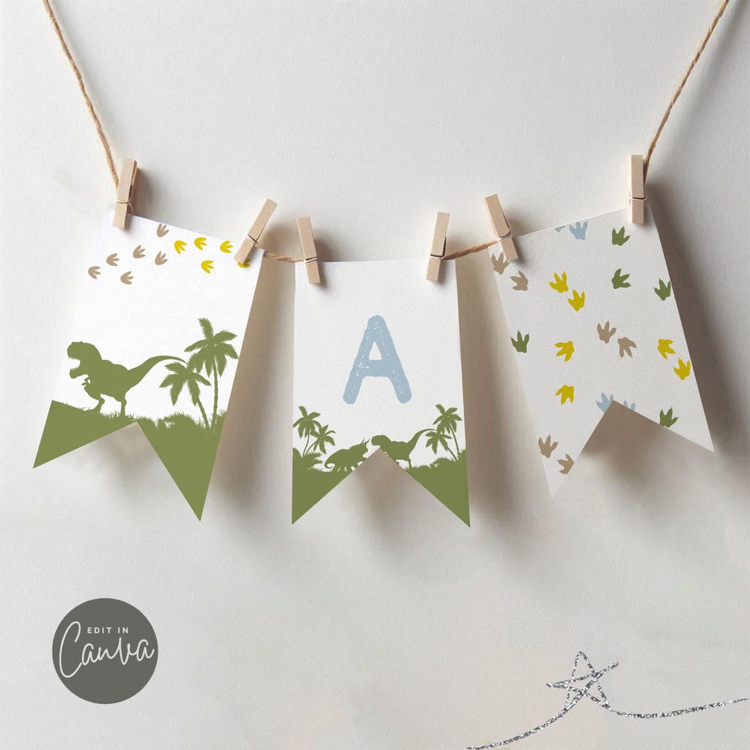 Editable Dinosaur Banner Dinosaur Party Digital Banner Trex Dino ...