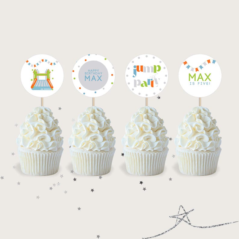 Editable Jumpy Cupcake Toppers Jumpy Party Digital Cupcake Toppers ...