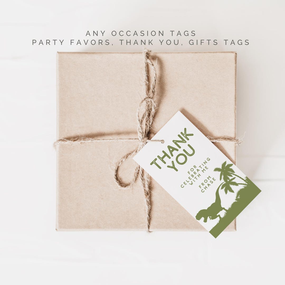 Editable Dinosaur Favor Tag Dinosaur Party Digital Thank You Tag Trex ...