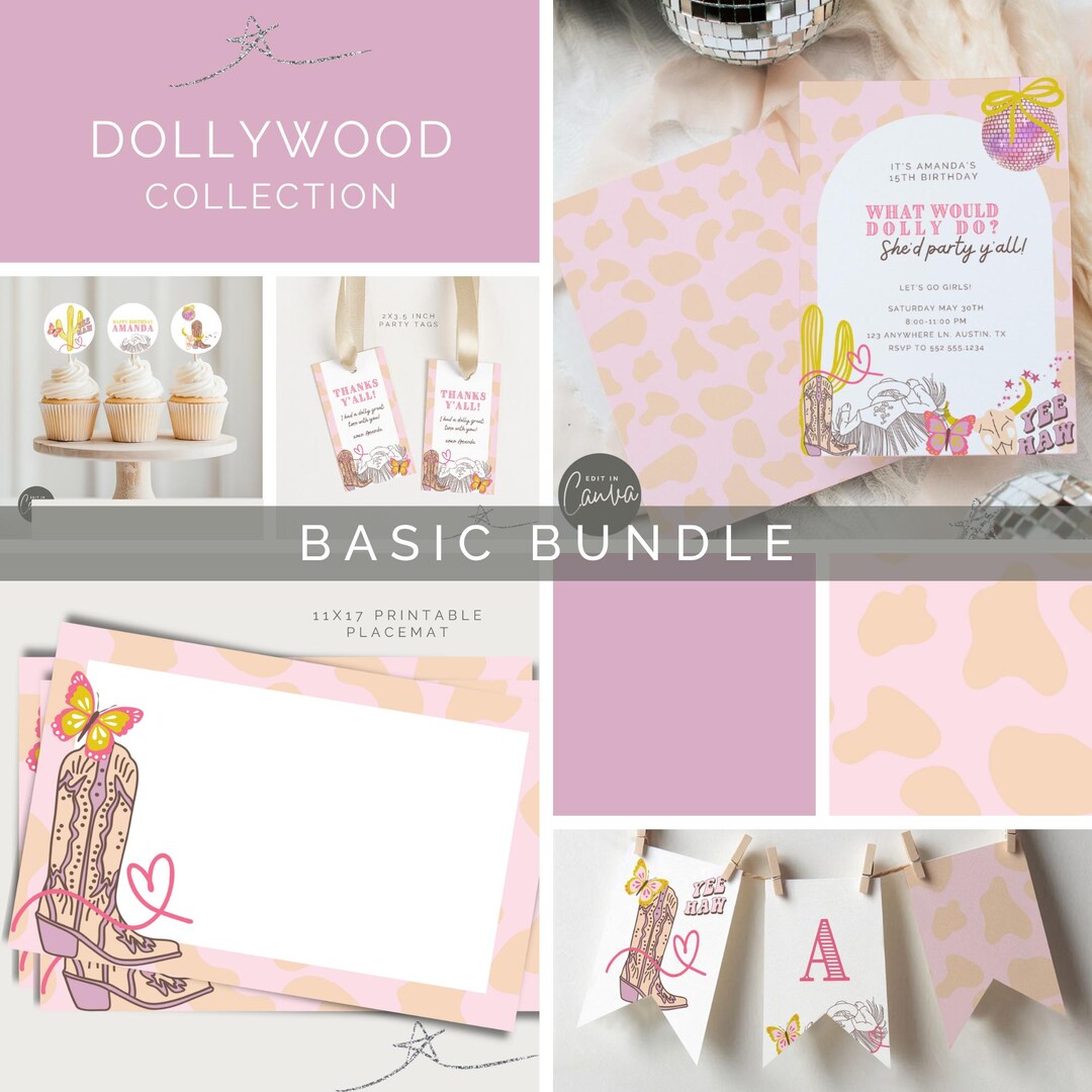 Editable Dolly Parton Invitation Bundle Dolly Parton Party Digital ...