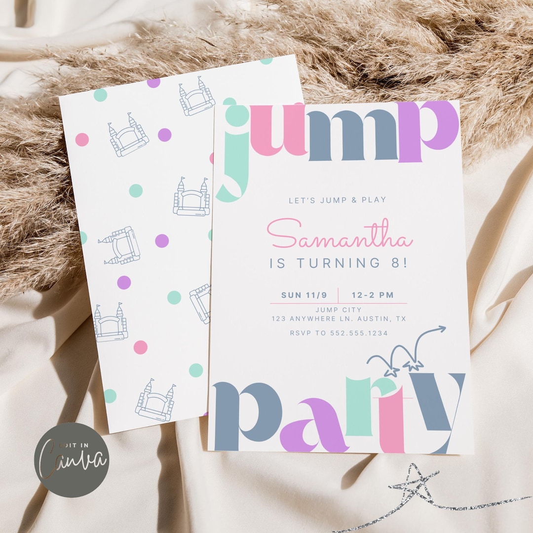 Editable Jumpy Birthday Invitation Jump Party Digital Invite Bounce ...