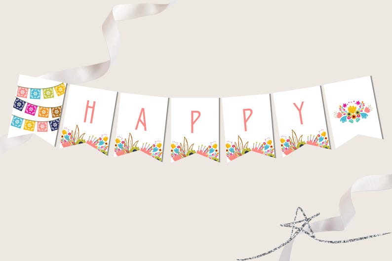 Editable Fiesta Pendant Banner Fiesta Party Digital Banner Mexican ...