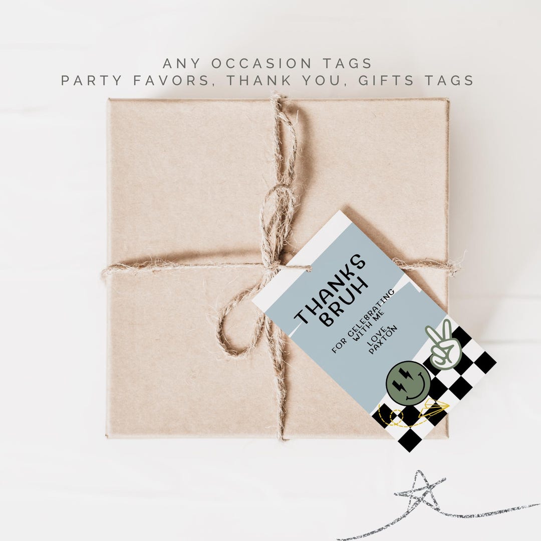 Editable Checkered Favor Tag Checkered Party Digital Thank You Tags ...
