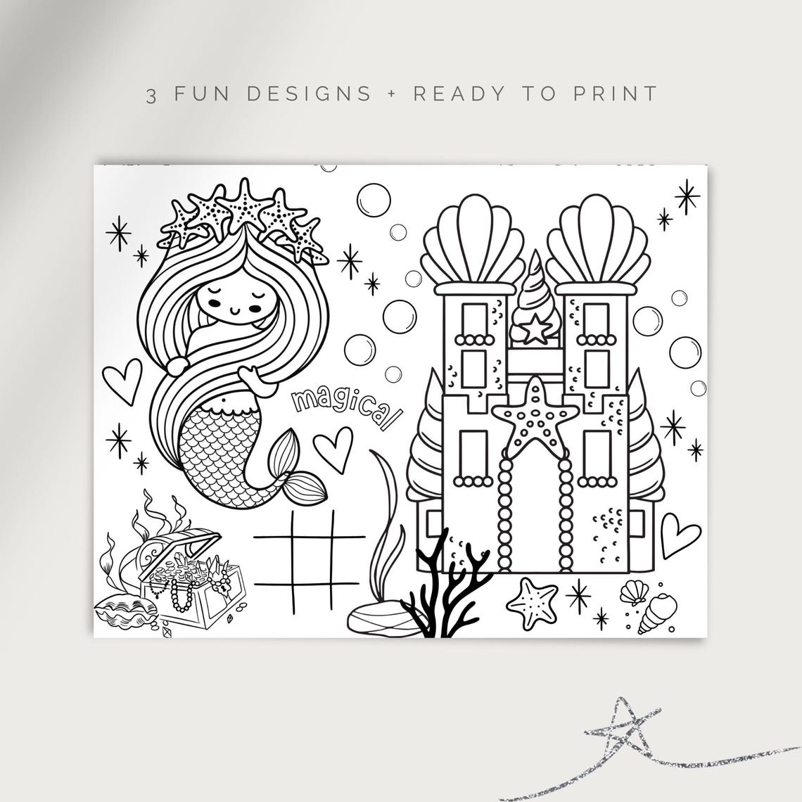Mermaid Coloring Pages Mermaid Party Coloring Pages Under the Sea Party ...