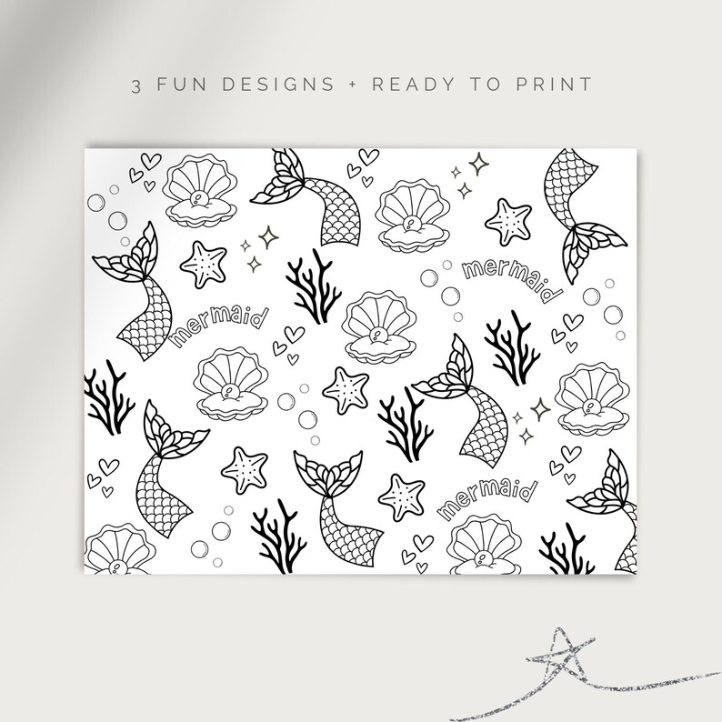 Mermaid Coloring Pages Mermaid Party Coloring Pages Under the Sea Party ...