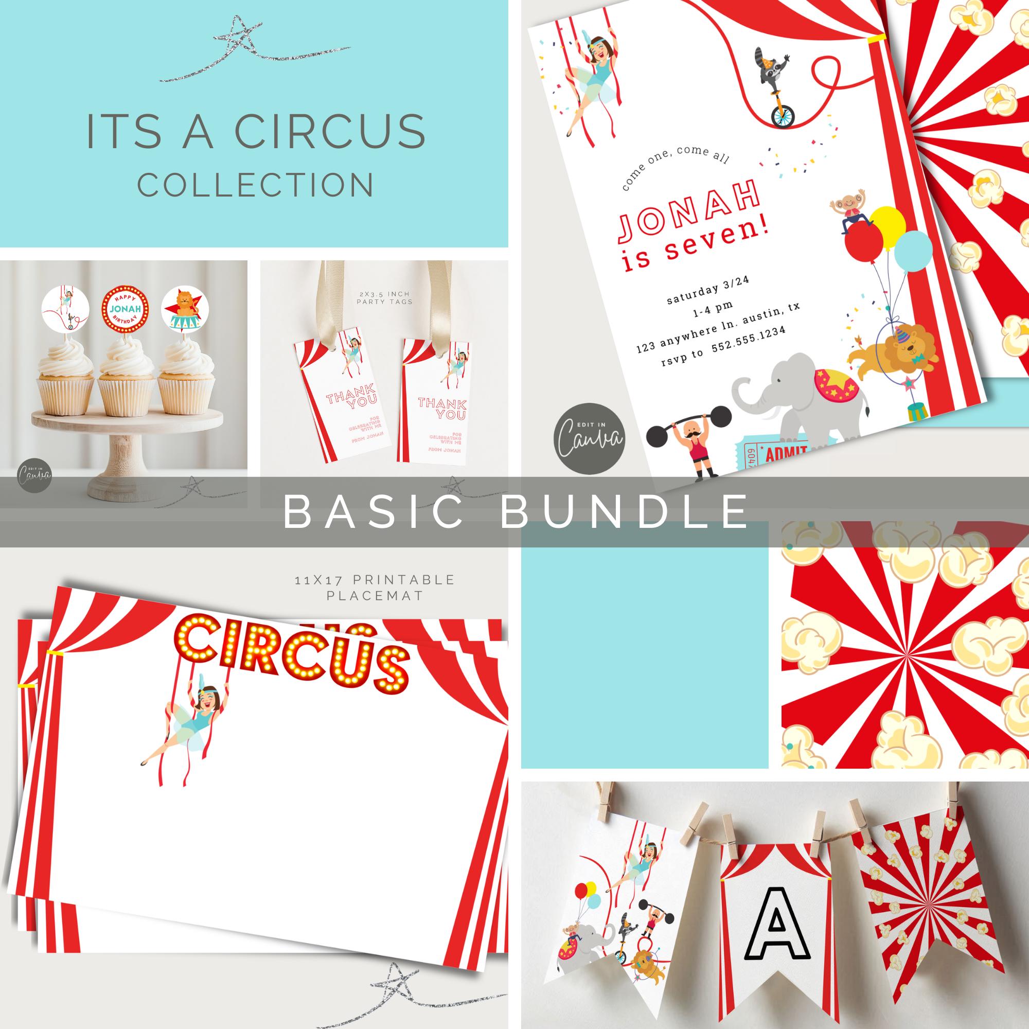 Editable Circus Banner Circus Party Digital Pendant Banner Big Top ...