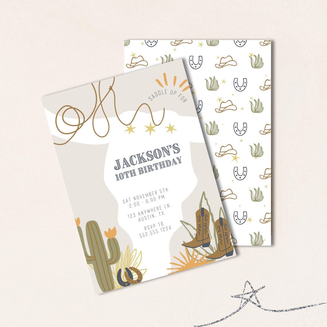 Modern Yeehaw Invitation, Western Cowboy Invite, Wild West Party, First ...