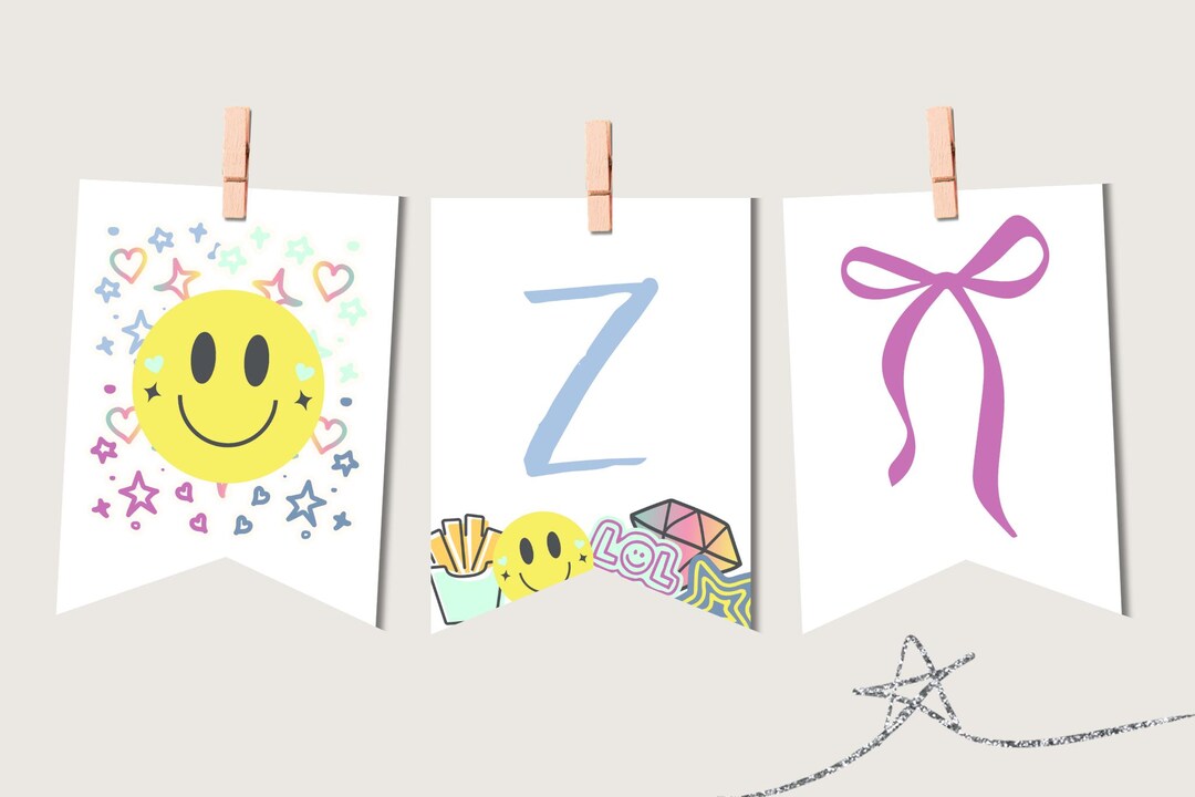 Editable Preppy Pendant Banner Preppy Party Digital Pendant Banner ...