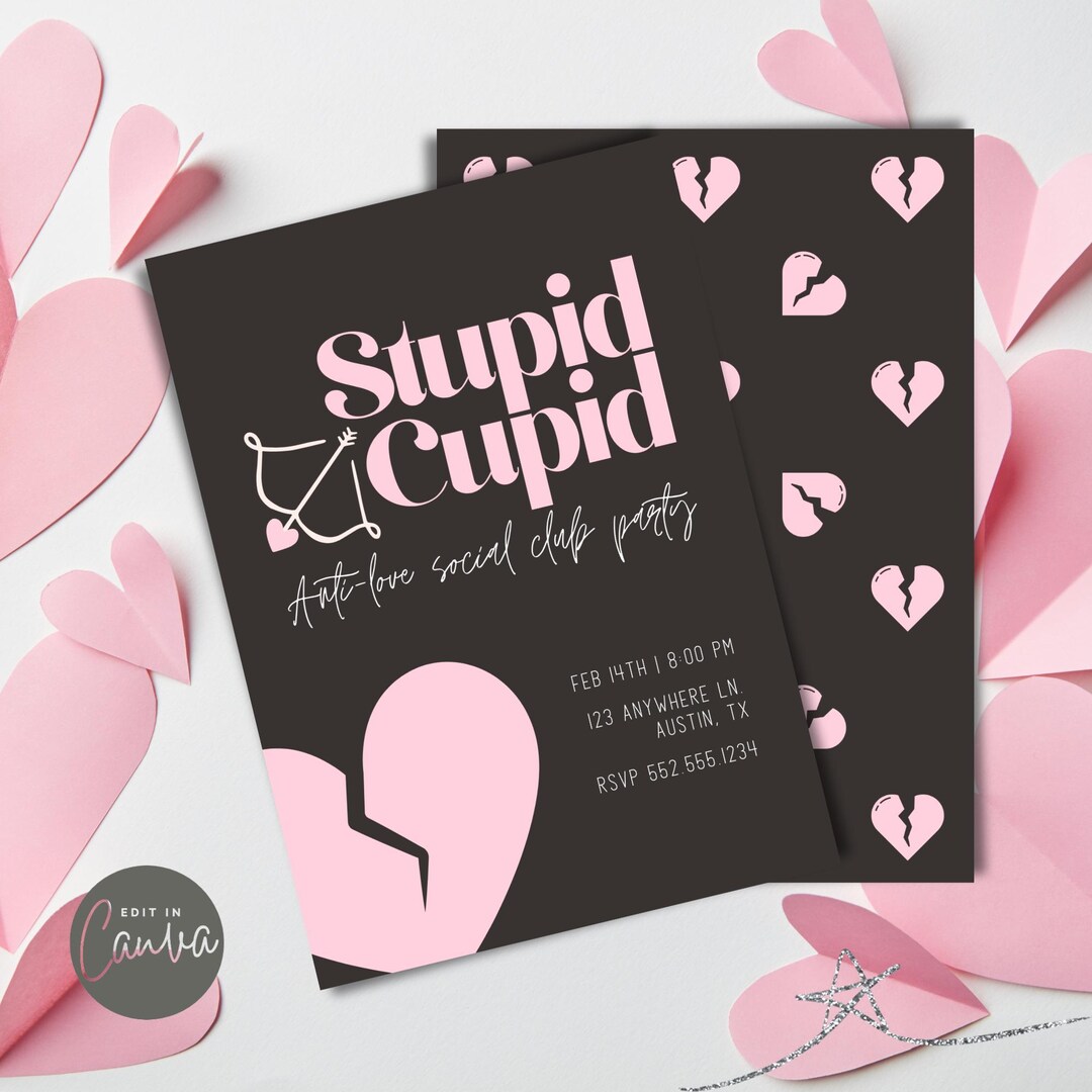 Editable Stupid Cupid Invitation Valentine Party Digital Invitation ...