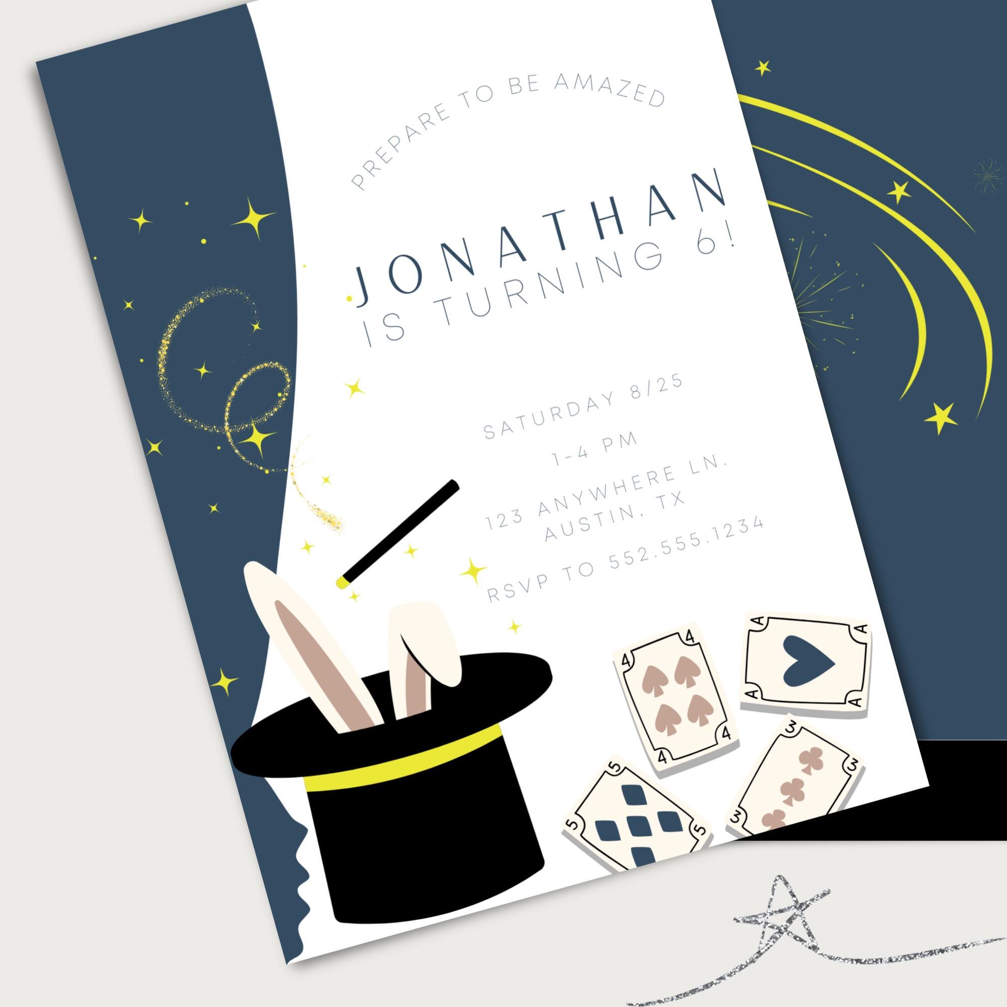 Editable Magician Birthday Invitation Magician Party Digital Invitation ...