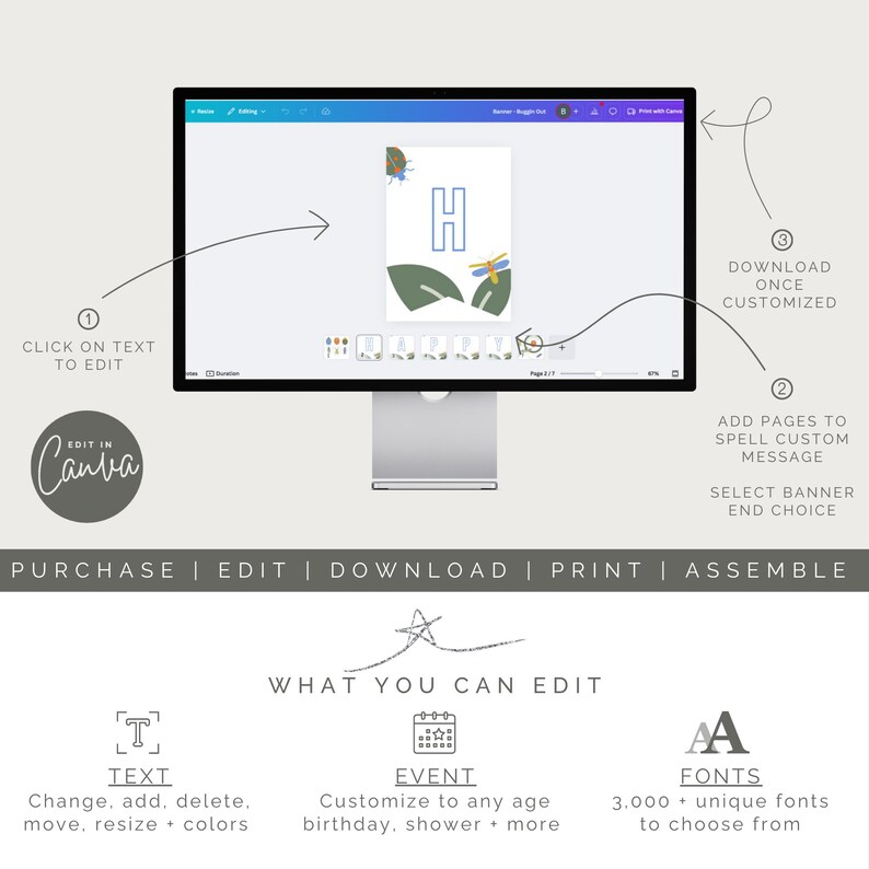 Editable Bug Banner Bug Party Digital Banner Insect Party Printable ...