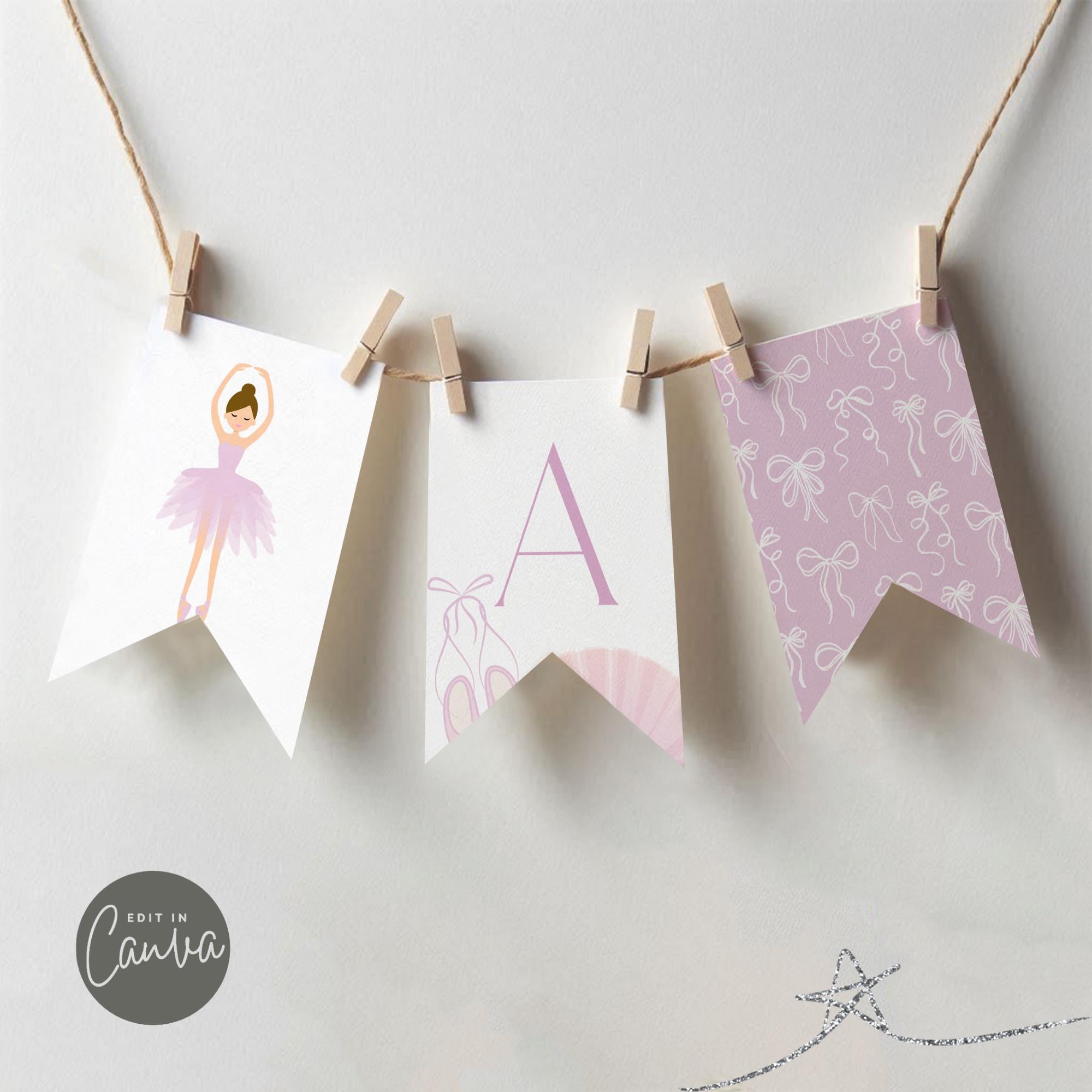 Editable Ballerina Pendant Banner Ballerina Digital Banner Ballet ...