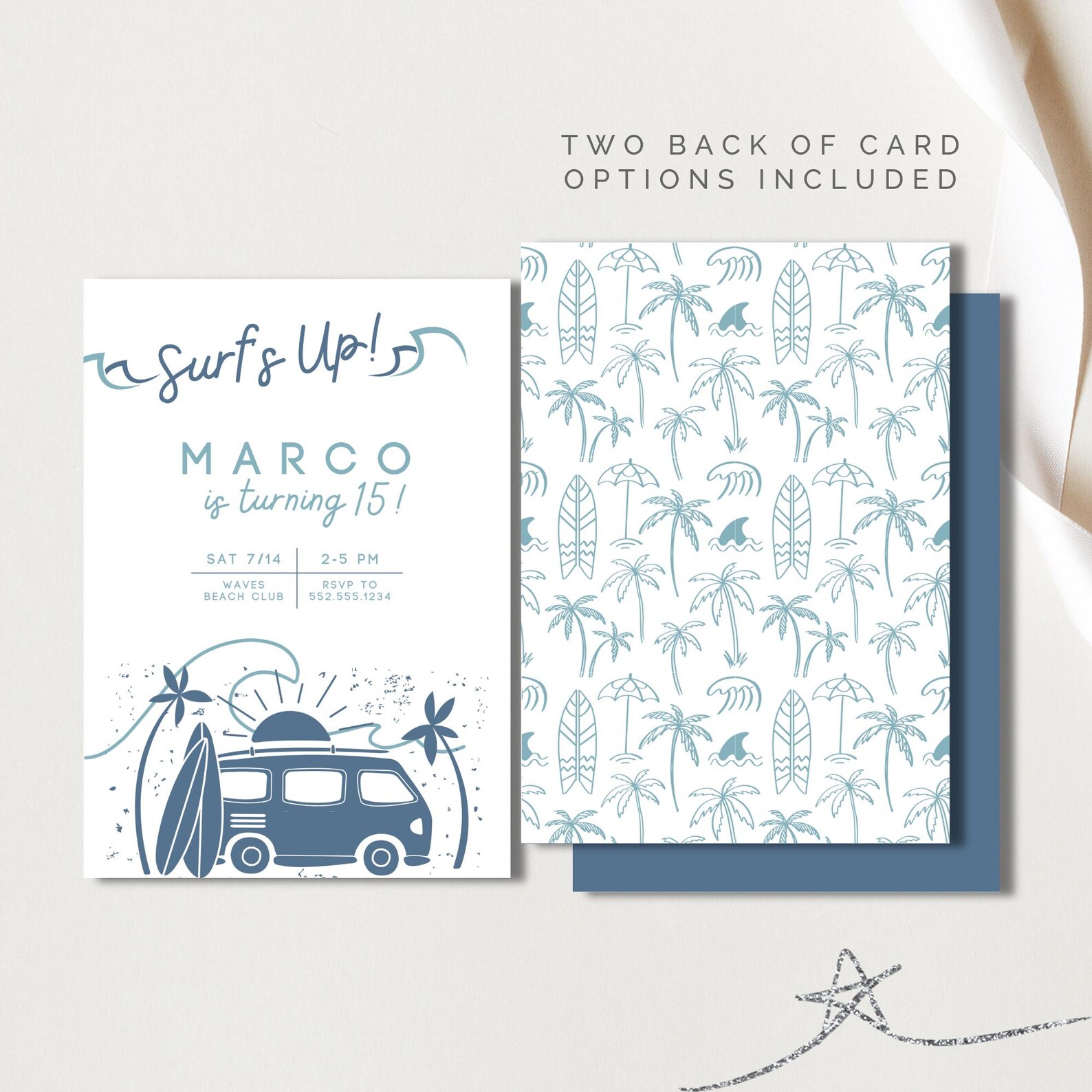 Editable Surf Birthday Invitation Surf Party Digital Invitation Surf's ...