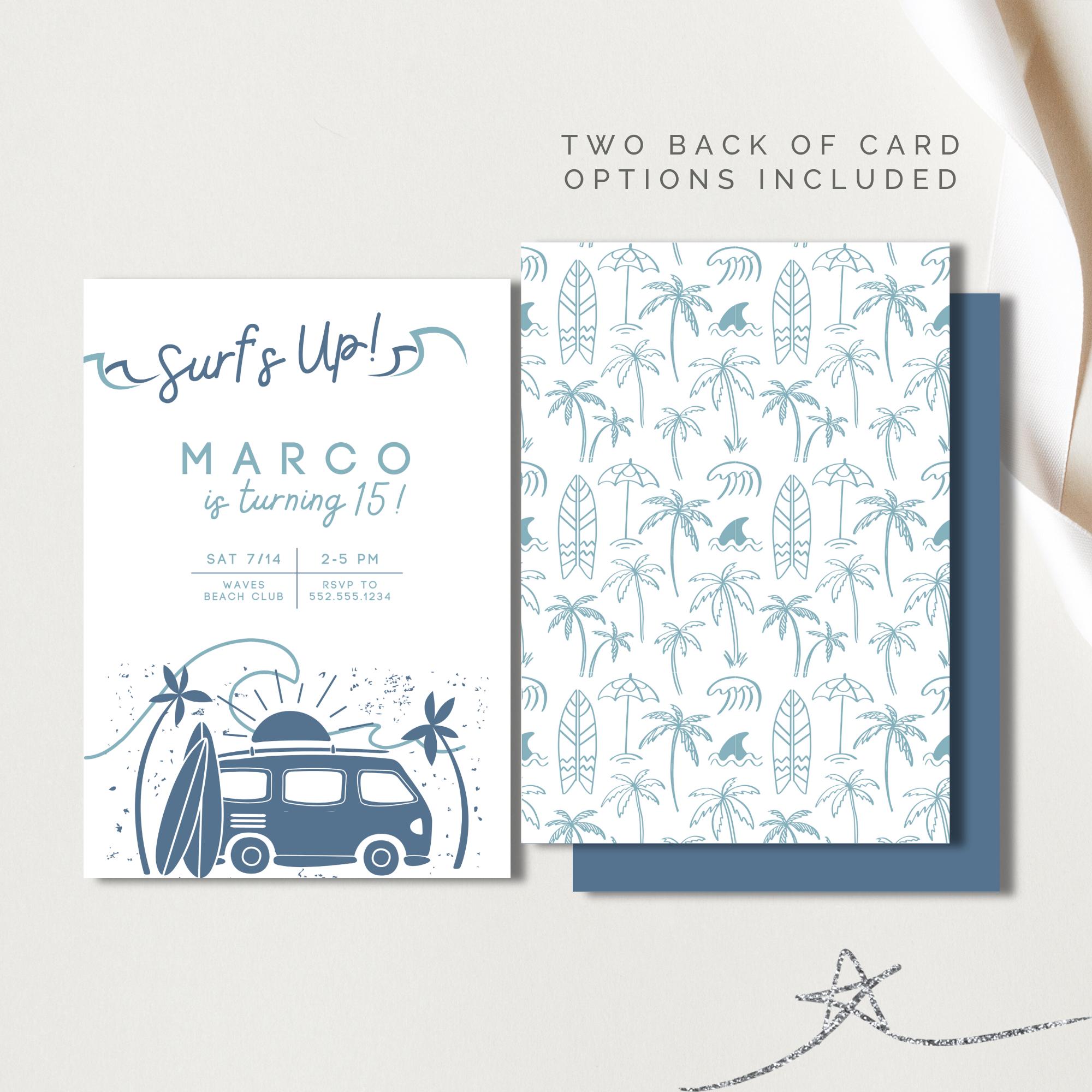 Editable Surf Birthday Invitation Surf Party Digital Invitation Surf's ...