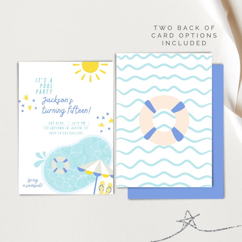 Editable Pool Party Birthday Invitation Pool Party Digital Invitation ...