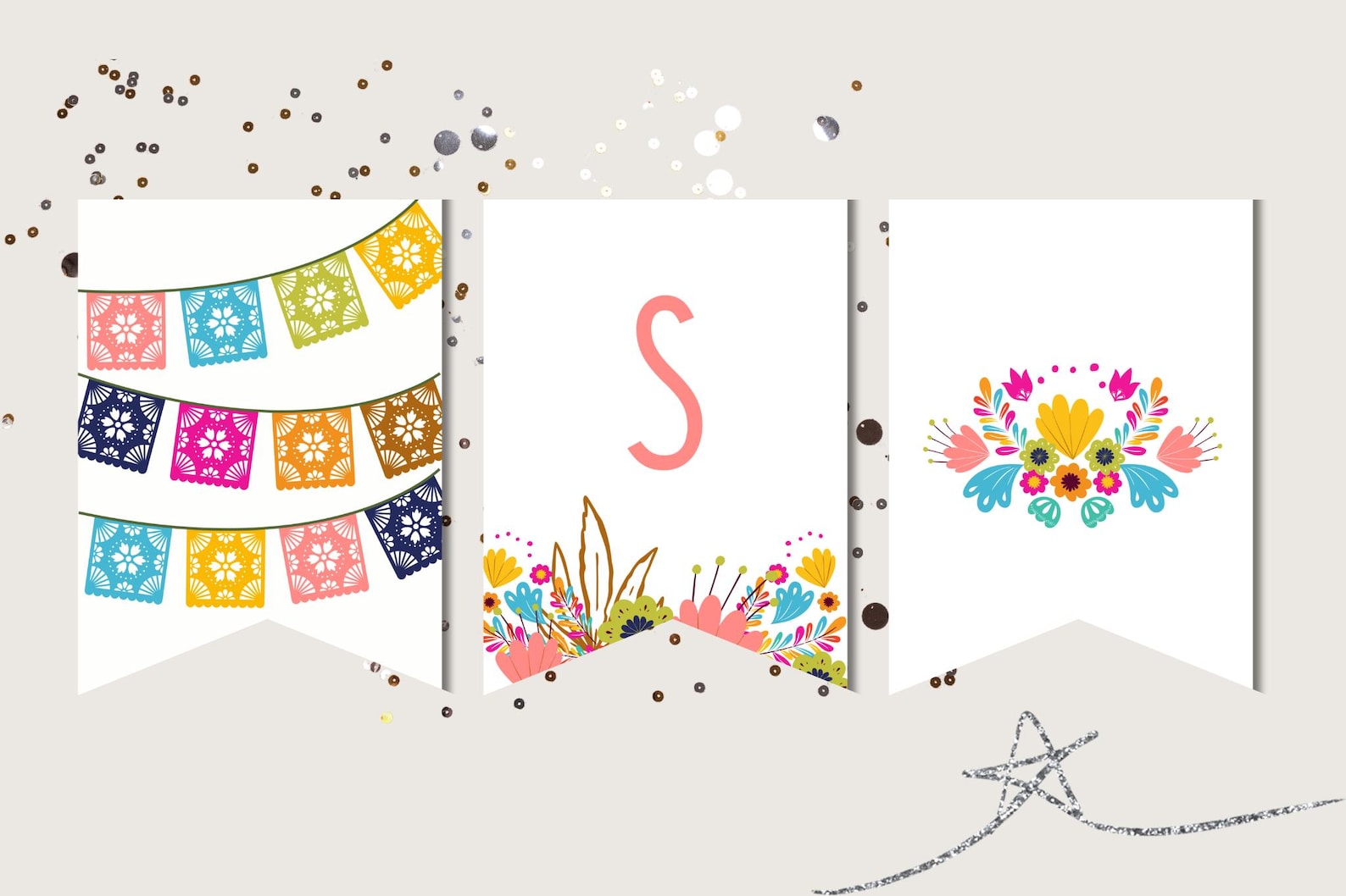 Editable Fiesta Pendant Banner Fiesta Party Digital Banner Mexican ...