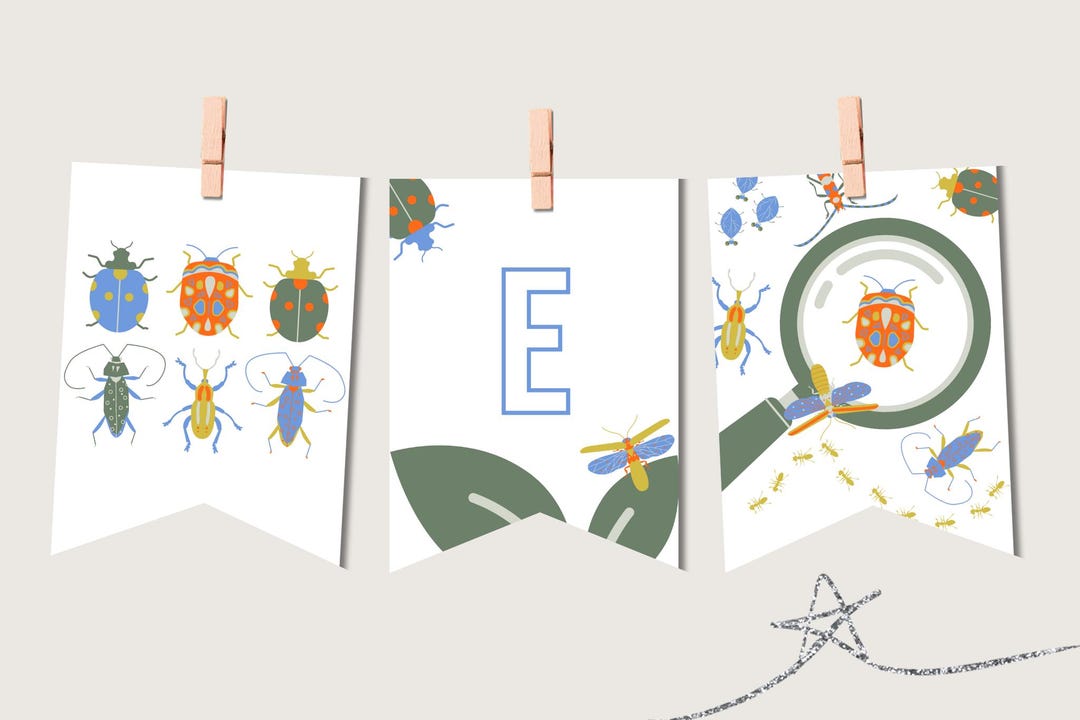 Editable Bug Pendant Banner Bug Party Digital Banner Insect Party ...