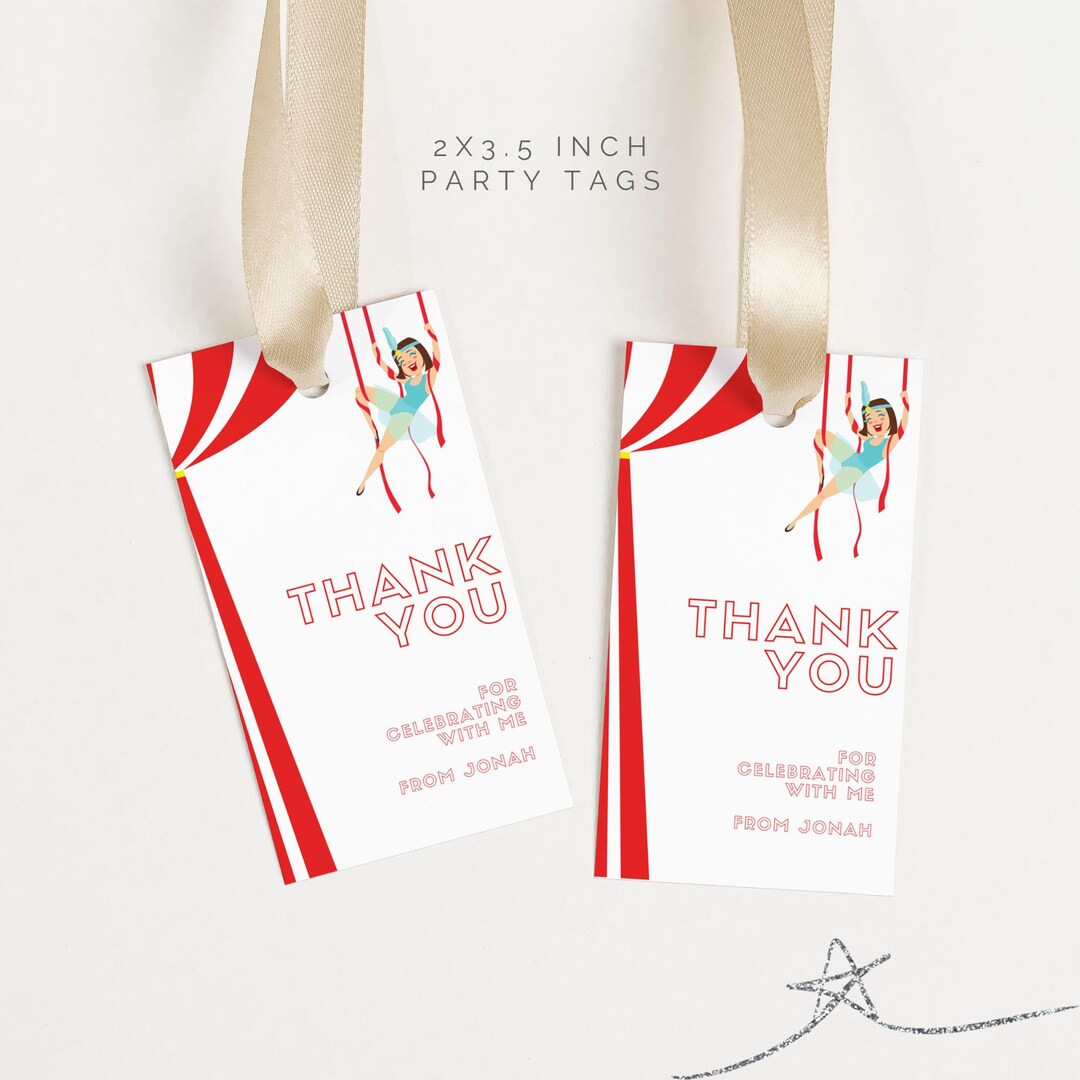 Editable Circus Favor Tag Circus Party Digital Thank You Tag Big Top ...