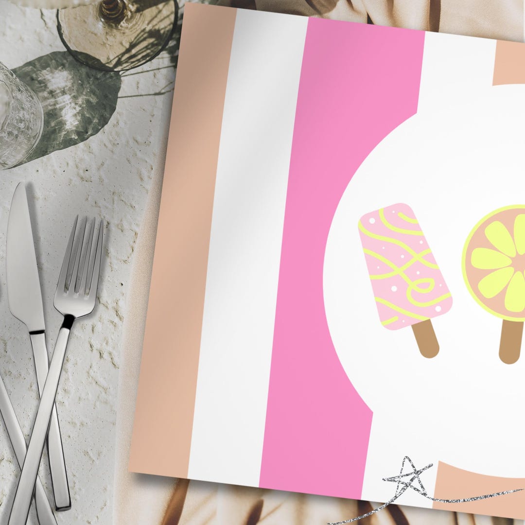 Popsicle Placemat Popsicle Party Digital Placemat Floral Printable ...