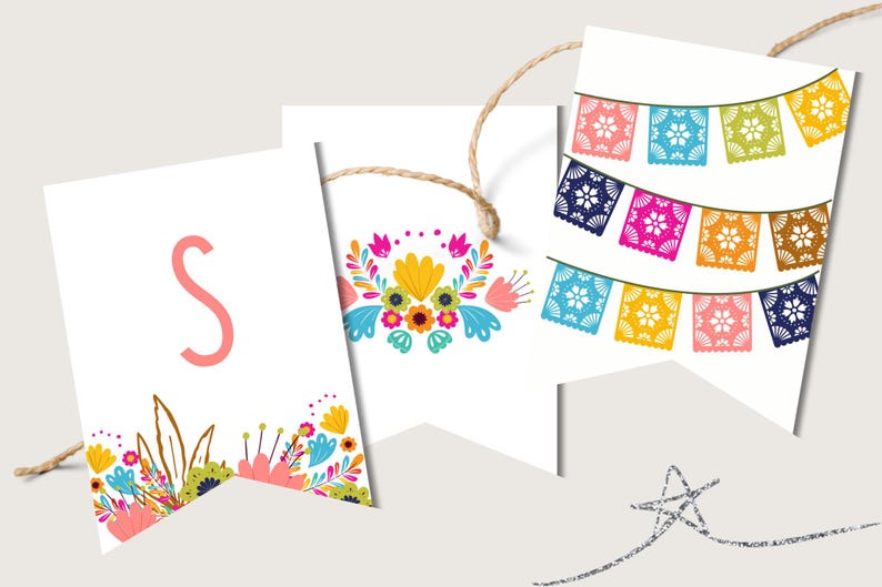 Editable Fiesta Pendant Banner Fiesta Party Digital Banner Mexican ...