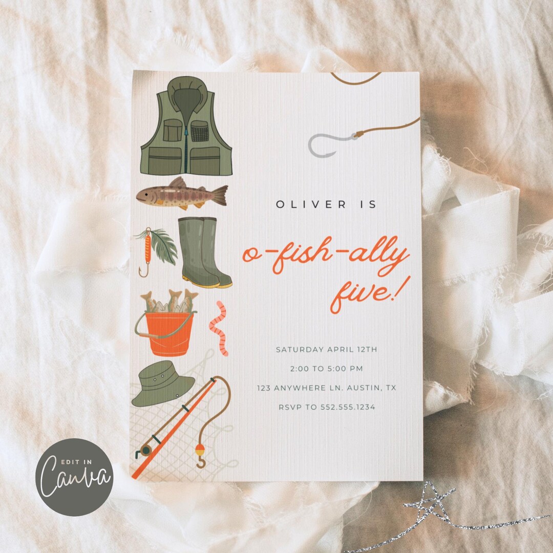 Editable Fishing Birthday Invitation Fishing Party Digital Invitation ...