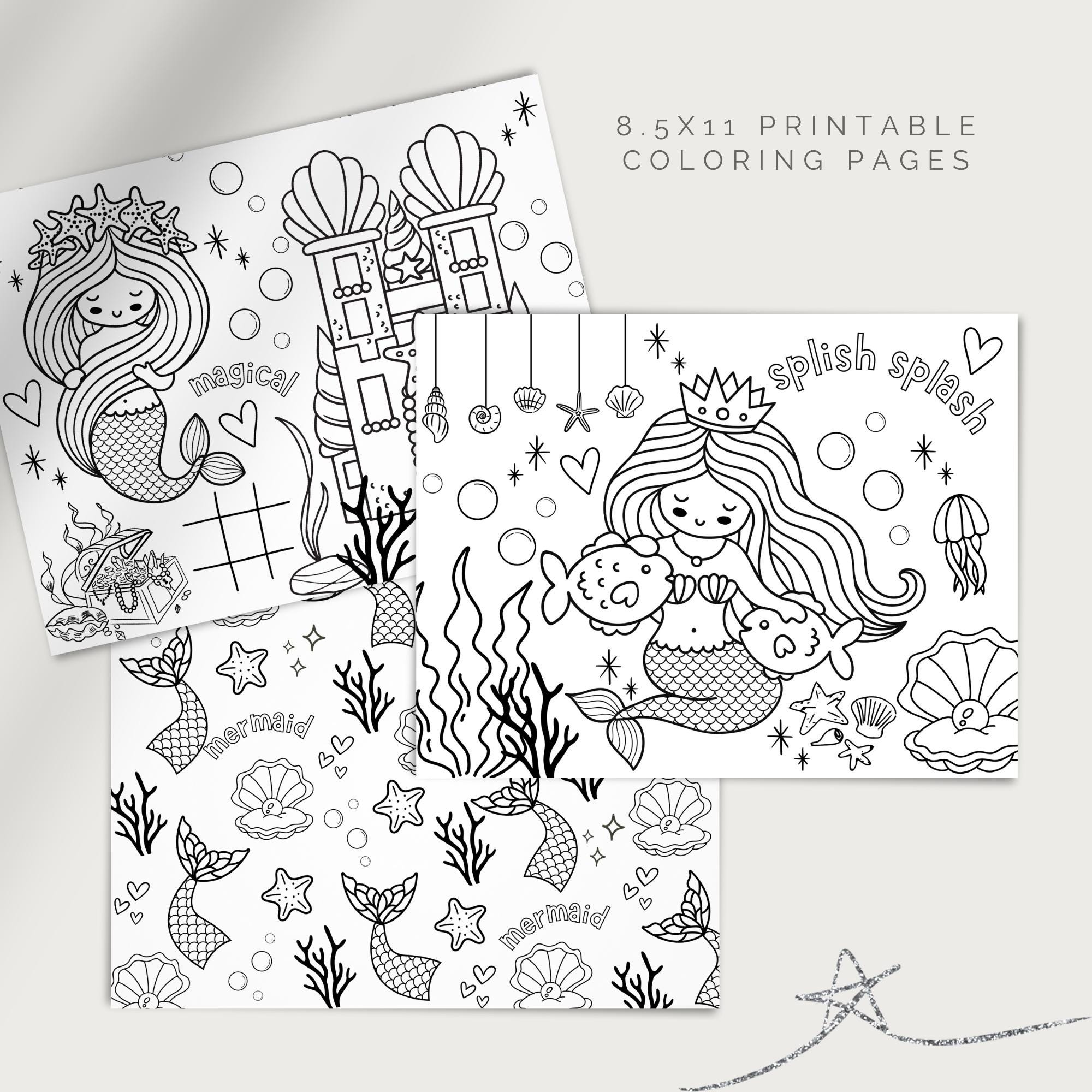 Mermaid Coloring Pages Mermaid Party Coloring Pages Under the Sea Party ...