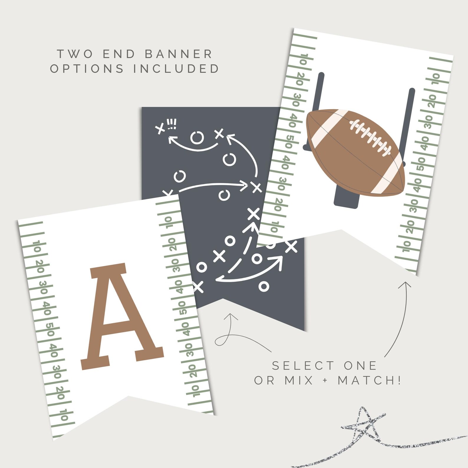Editable Football Banner Football Party Digital Banner Touchdown ...