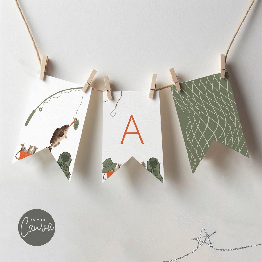 Editable Fishing Banner Fishing Party Digital Banner Fisherman ...