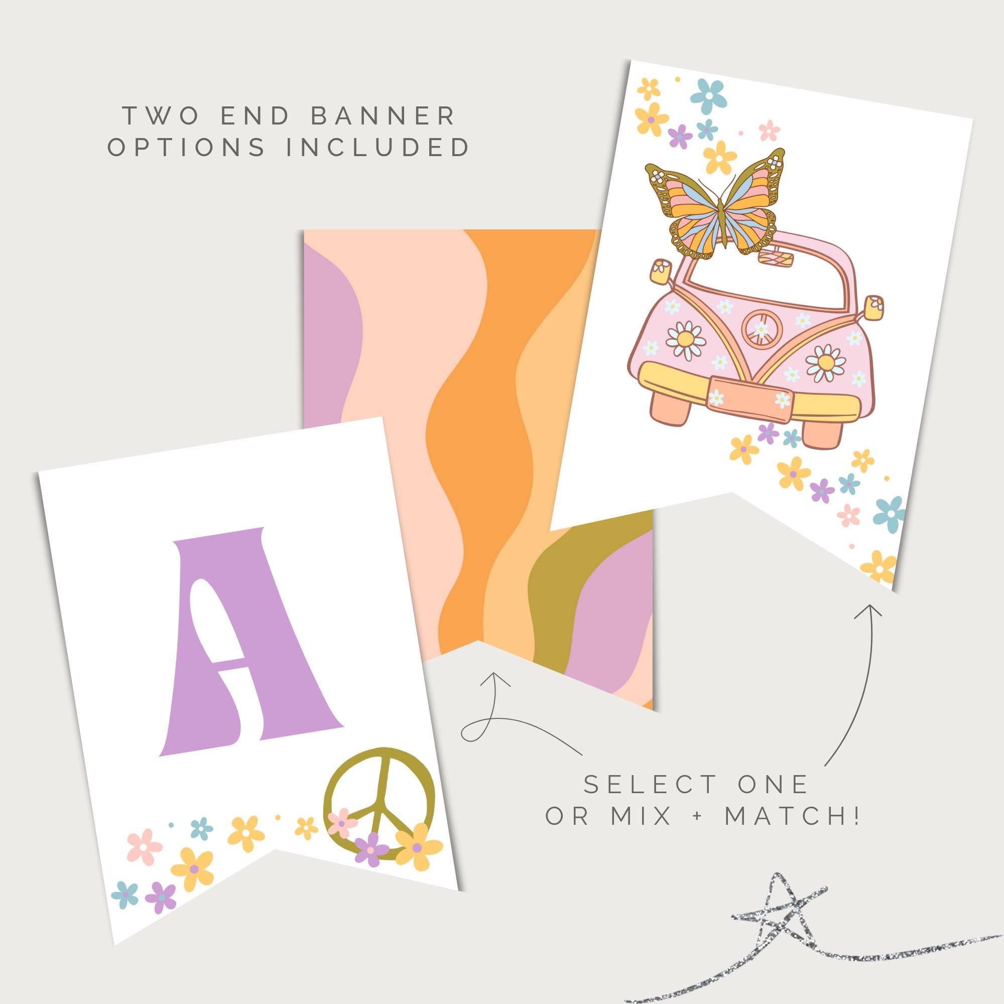 Editable Groovy Banner Groovy Digital Banner Retro Printable Party ...