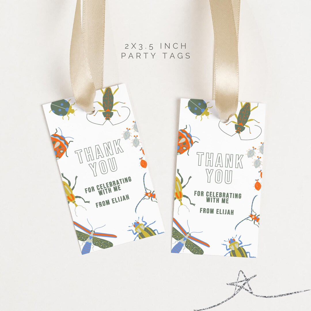 Editable Bug Favor Tag Bug Party Digital Thank You Tag Insect Party ...