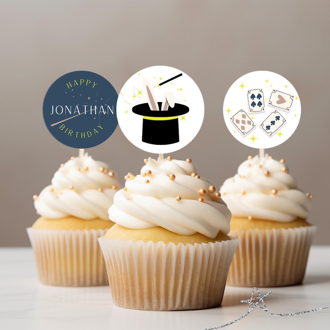Editable Magician Cupcake Toppers Magician Party Digital Cupcake ...