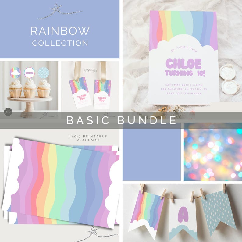 Editable Rainbow Banner Rainbow Party Digital Banner Rainbow Party ...