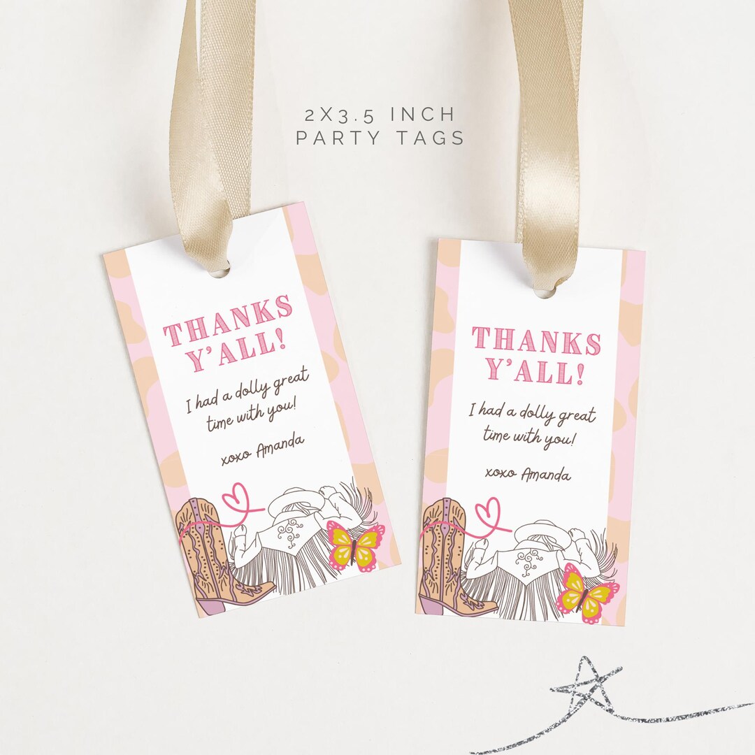 Editable Dolly Western Favor Tag Dolly Cowgirl Party Digital Thank You ...