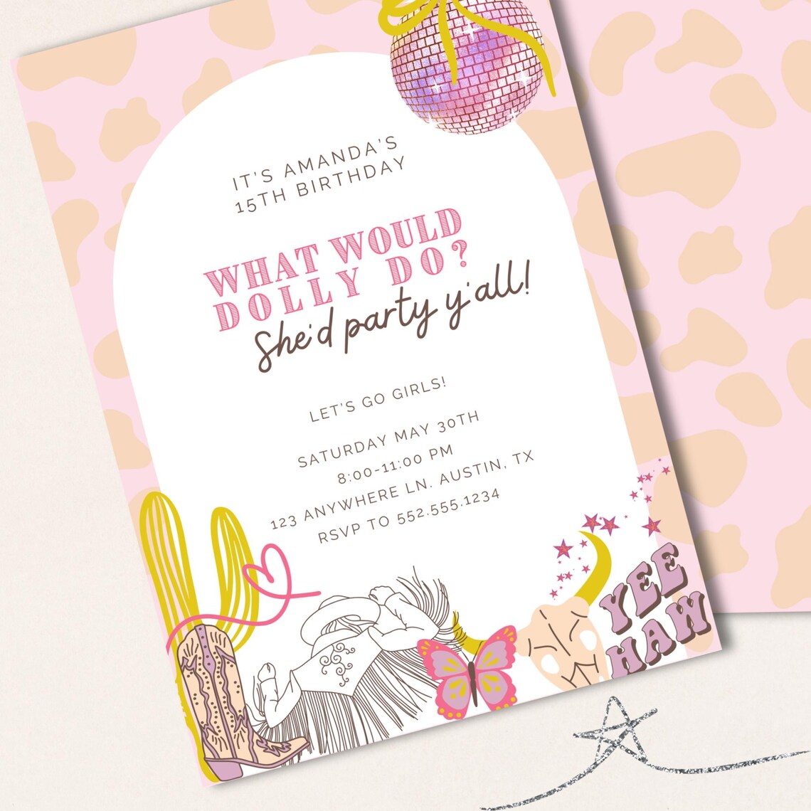 Editable Dolly Parton Birthday Invitation Dolly Parton Party Digital ...